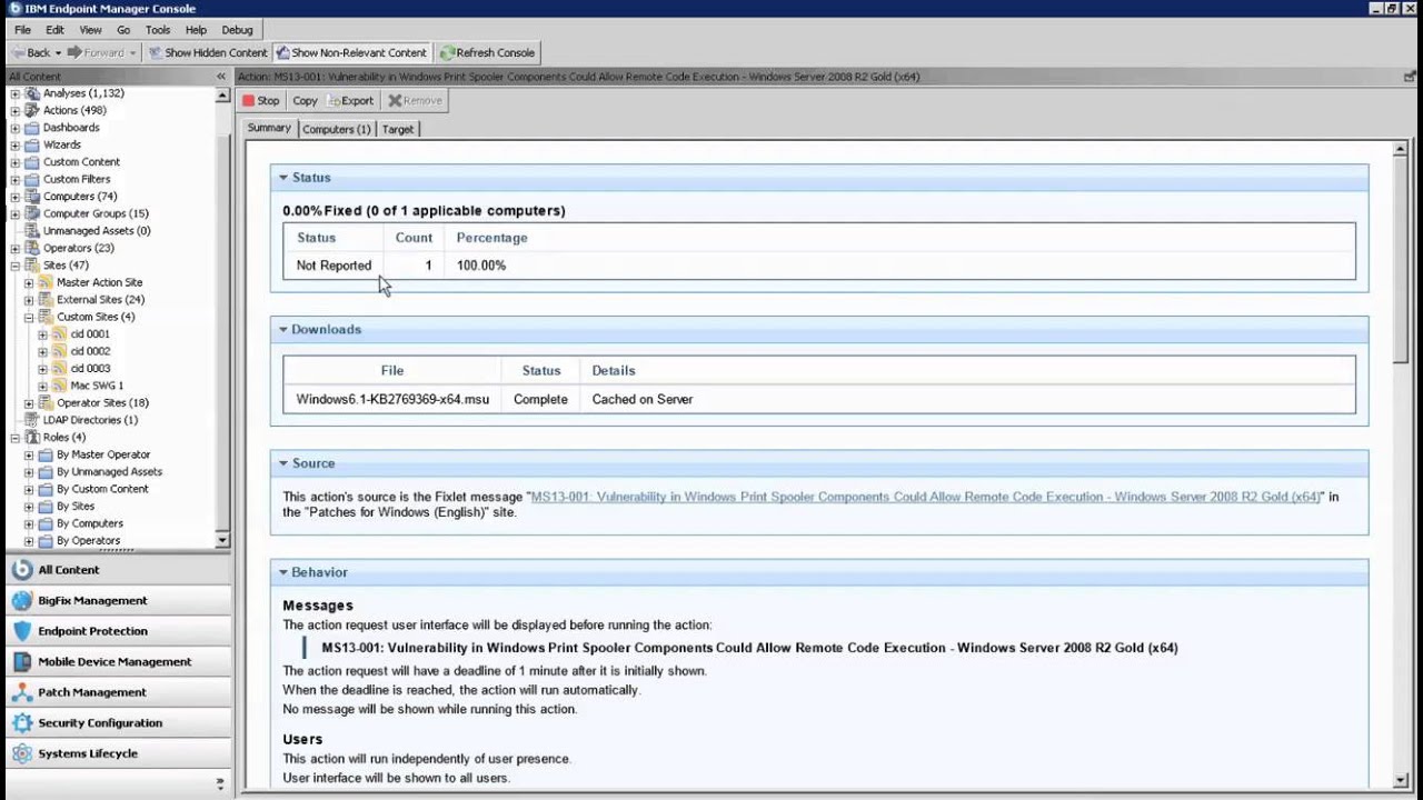 IBM BigFix - Applying a Microsoft Patch to a Remote Endpoint