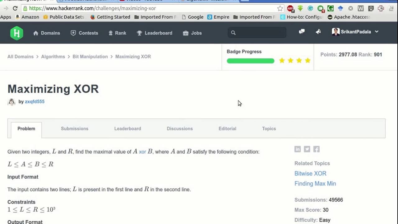 HackerRank | Maximizing Xor Solution