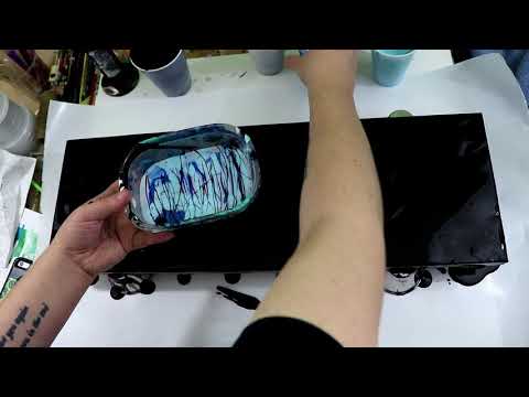 (150) Negative Space with Blue and Black, Acrylic Pouring Video