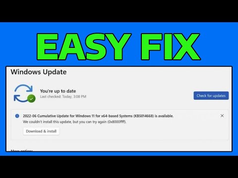 How To Fix We Couldn't Install This Update But You Can Try Again Error Code 0x8000ffff in Windows