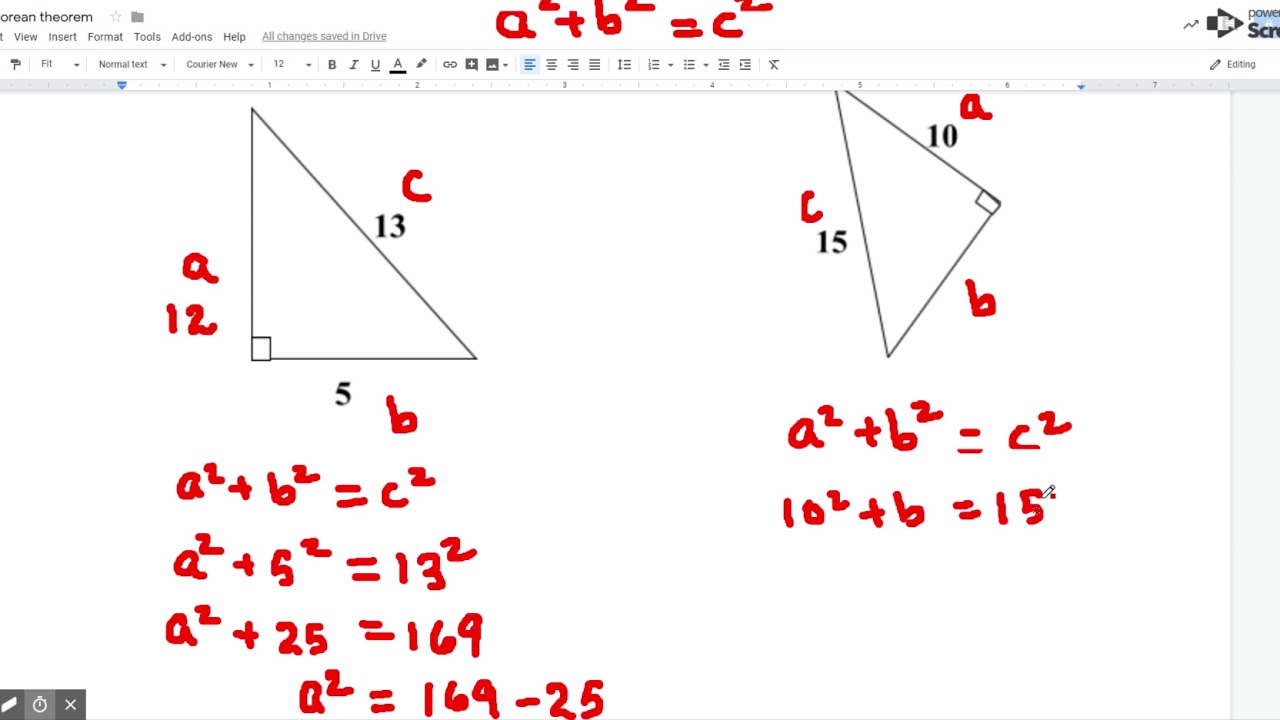 Pythagorean theorem - Google Docs
