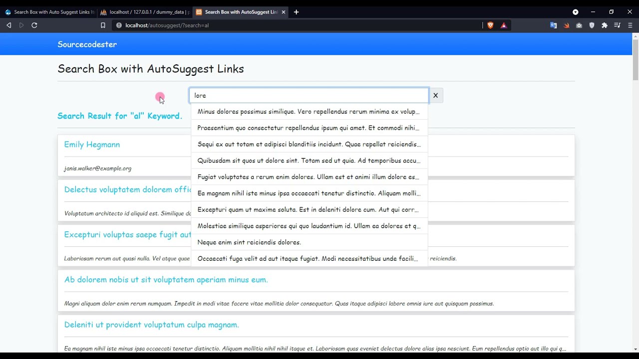 Search Box with Auto Suggest Links Items Tutorial using PHP and jQuery DEMO