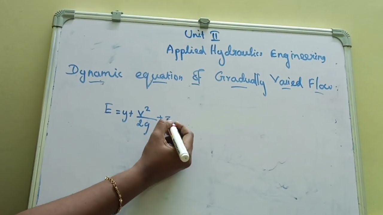 Applied hydraulics Engineering-unit II, Derivation of Dynamic Equation of Gradually Varied Flow.