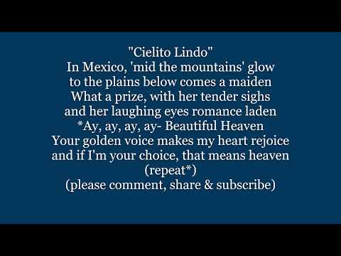 CIELITO LINDO Beautiful Heaven Lyrics Words text trending Mexican Spanish sing along song music