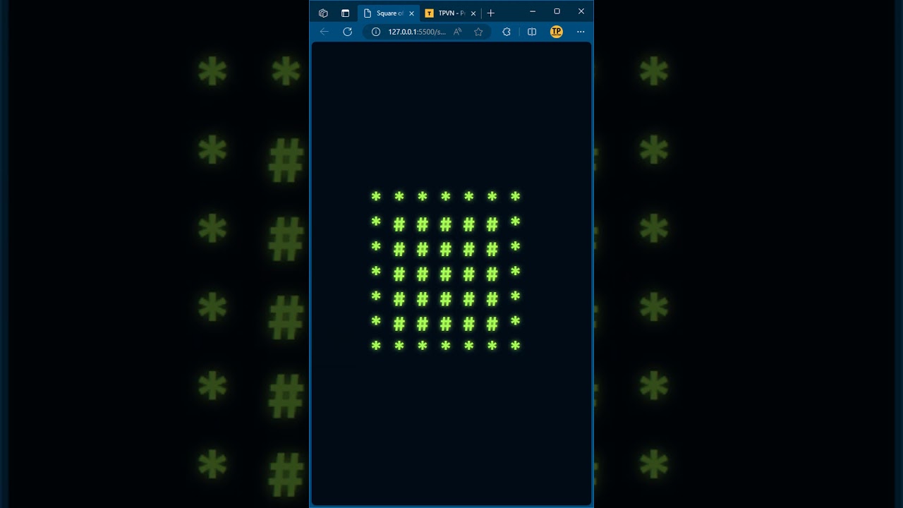Square of star and sharp characters | HTML CSS JavaScript | THINHPHAM #shorts
