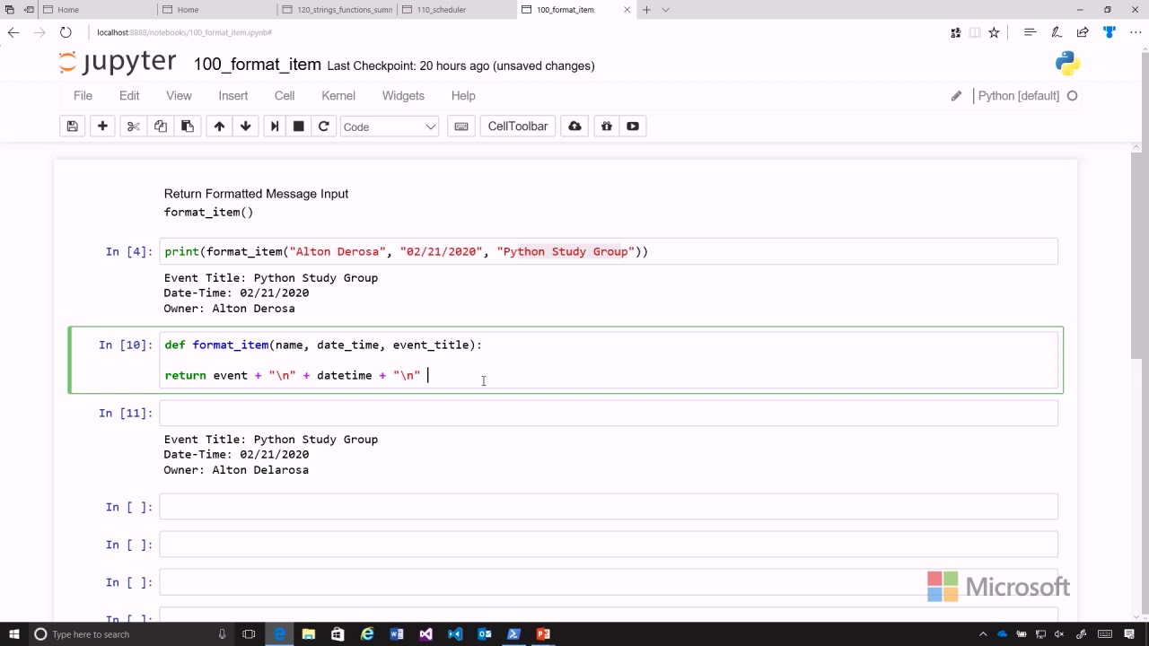 36 Python Beginner Strings and Functions - Build format item Function