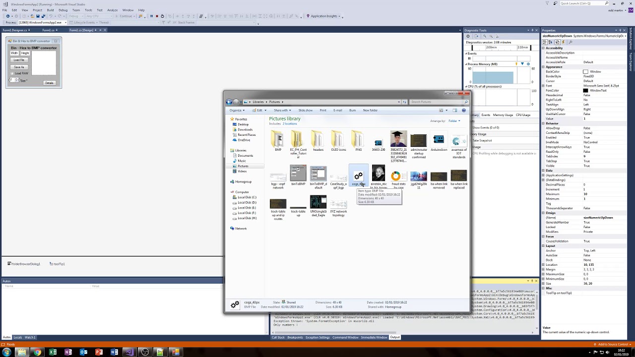 Visual Studio Binary & XBM array file to BMP image