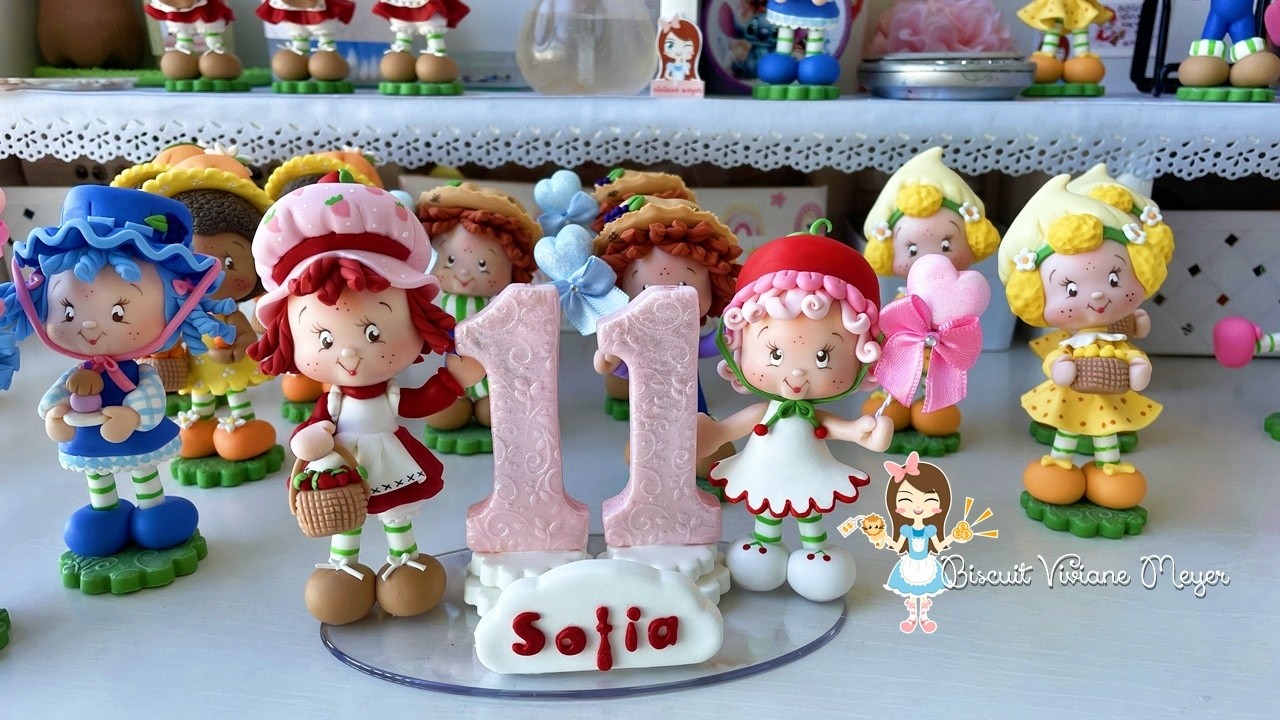 Turma da moranguinho rotina de produção artesanato em biscuit