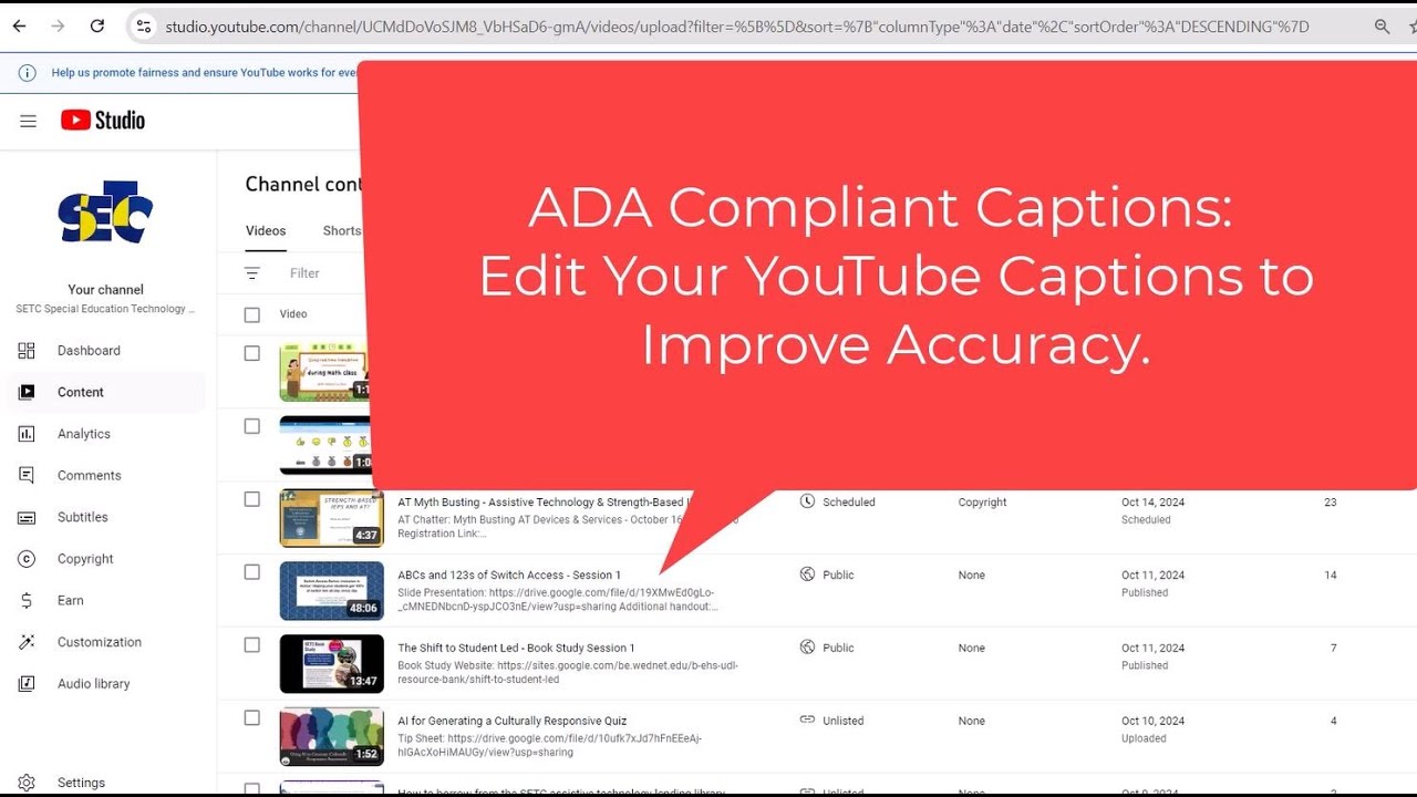 Captions In YouTube & ADA Compliance