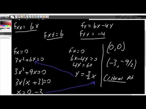 Calc 3: Second Derivative Test-- (Max, Min, Saddle) (Step by Step) ptB