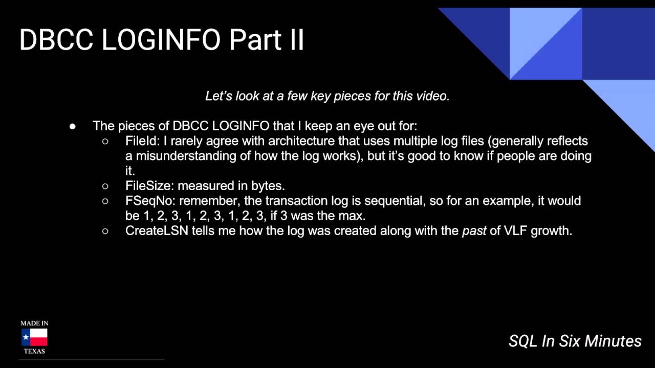 TSQL: DBCC LOGINFO Part 2