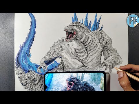 How to draw Monster Godzilla // Full outline and coloring tutorial