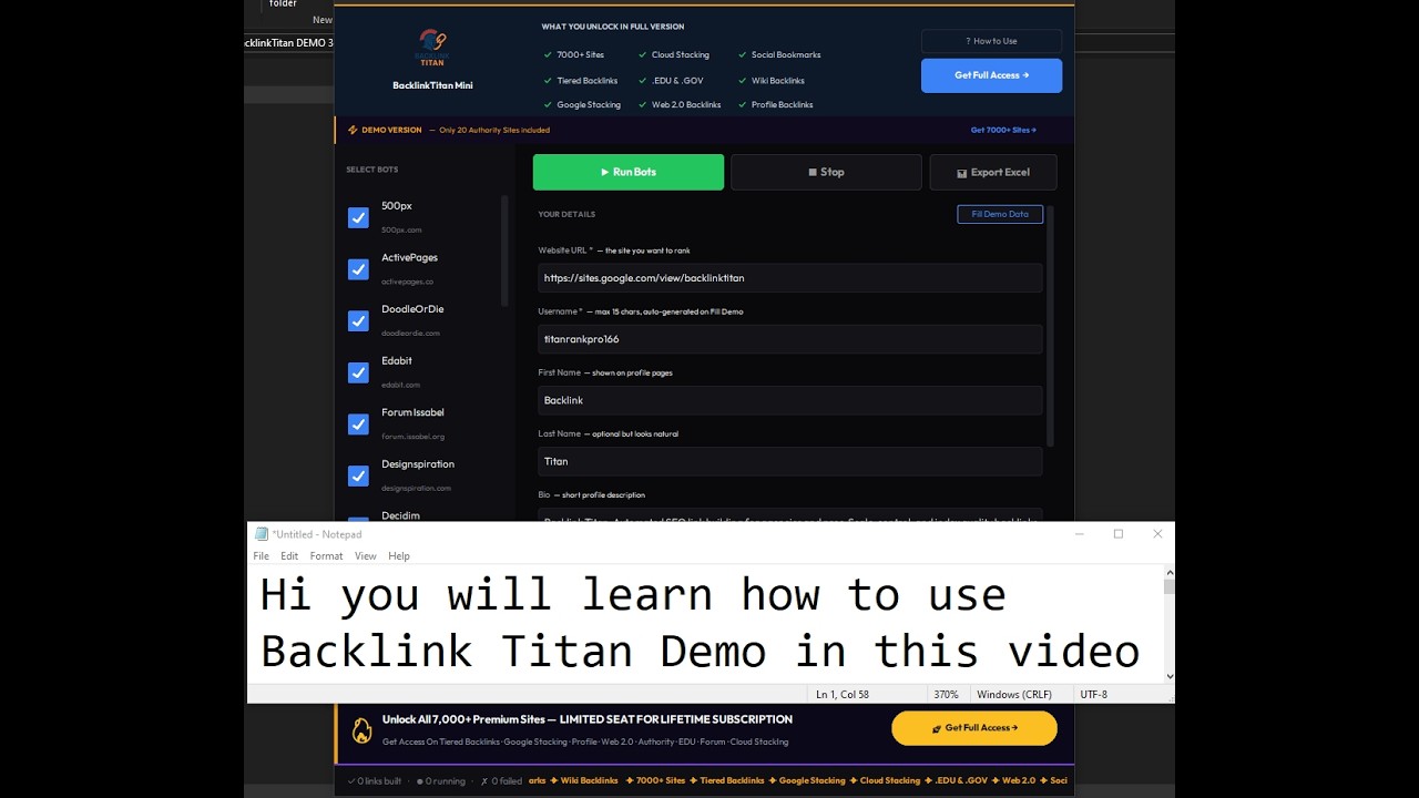 Free Backlink Bot That Actually Works in 2026 | BacklinkTitan Demo