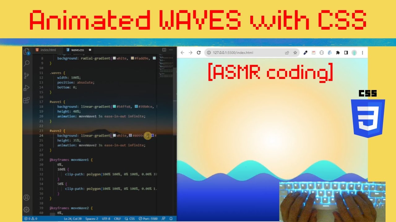 Animated WAVES with HTML and CSS [ASMR coding]