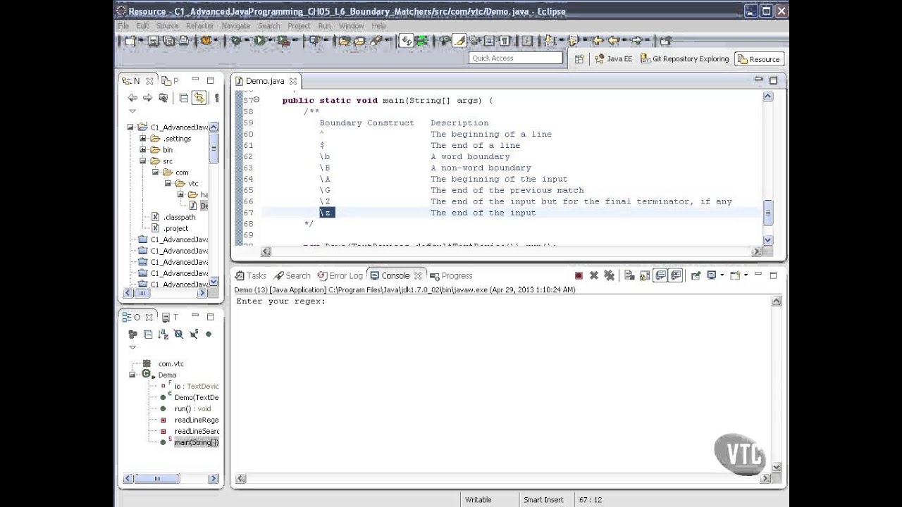VTC Player   Advanced Java Programming Java SE 7, Boundary Matchers