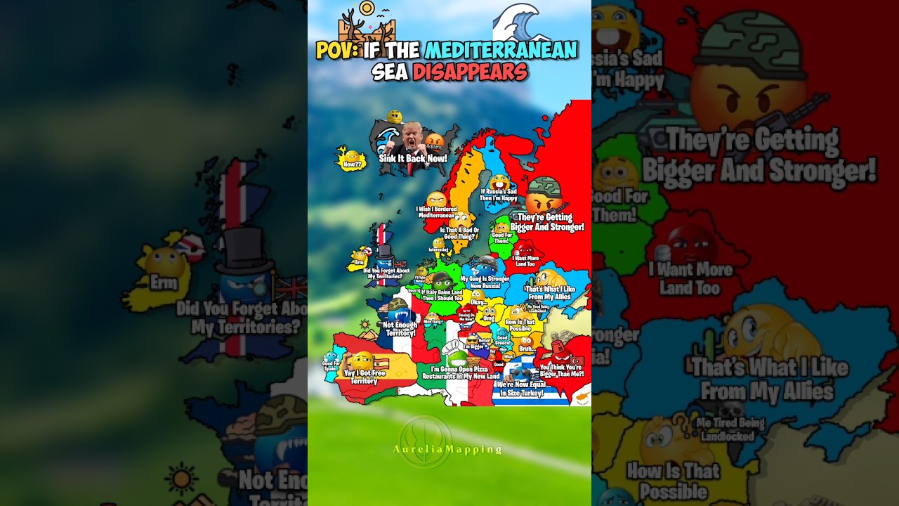 POV: If the Mediterranean Sea disappears! 🏜️🌊 #geography #mapping #shorts #countryballs #maps