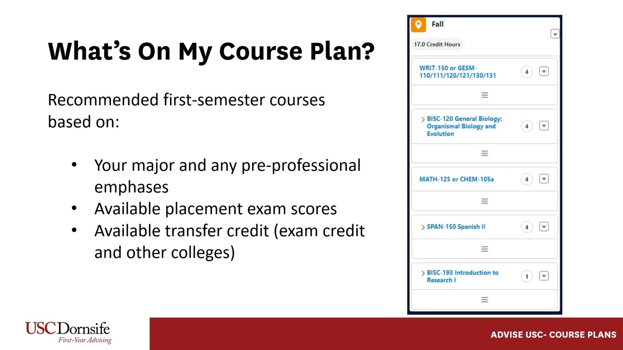 Advising Tip-  Advise USC Course Plans & Advising Notes