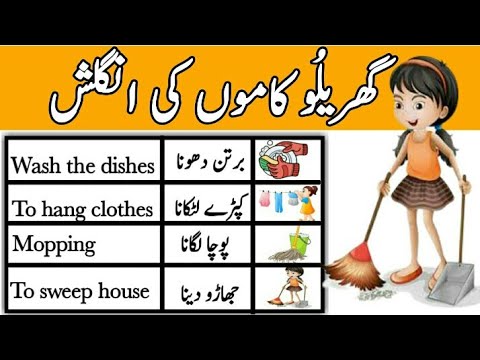 Daily Routine House Chores Vocabulary with Urdu Meanings | Vocabified