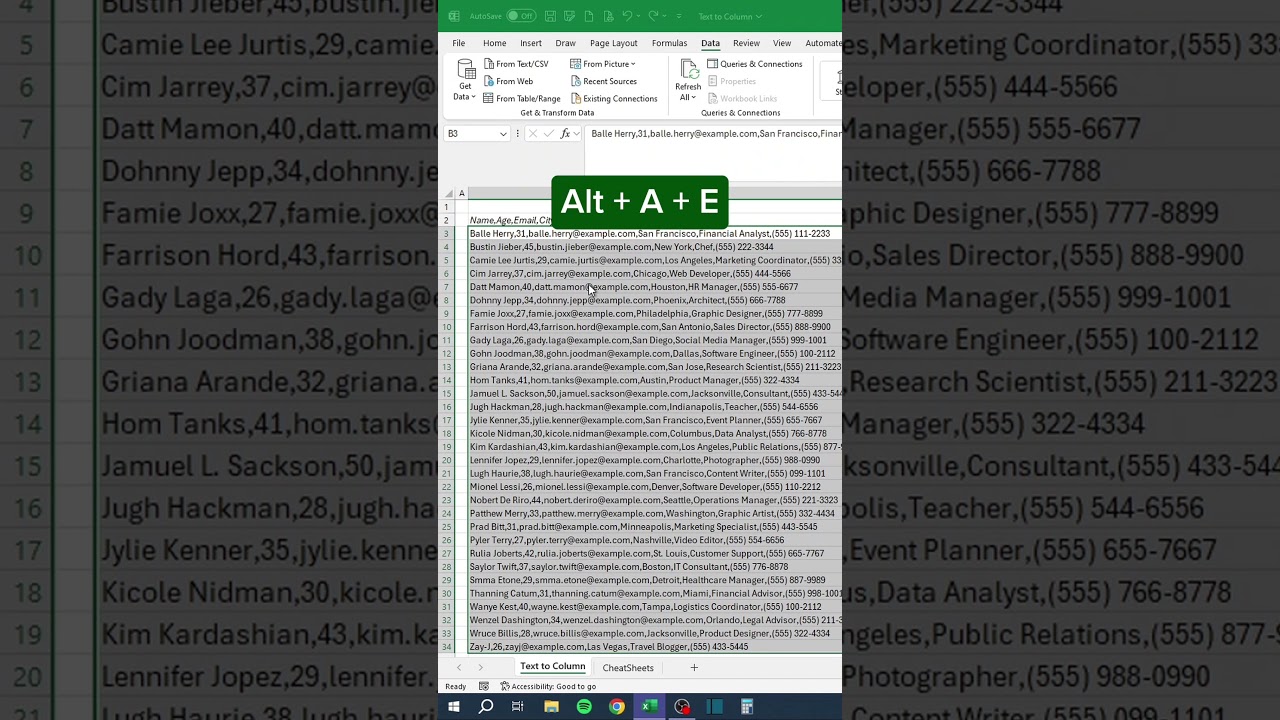 Text to Column in Excel‼️ #excel