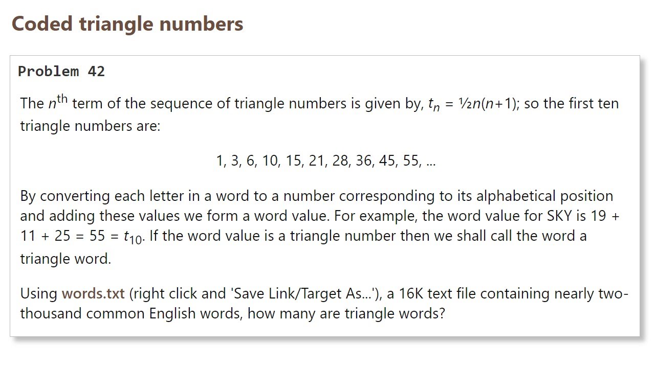 Project Euler: Problem 42 (C/C++)