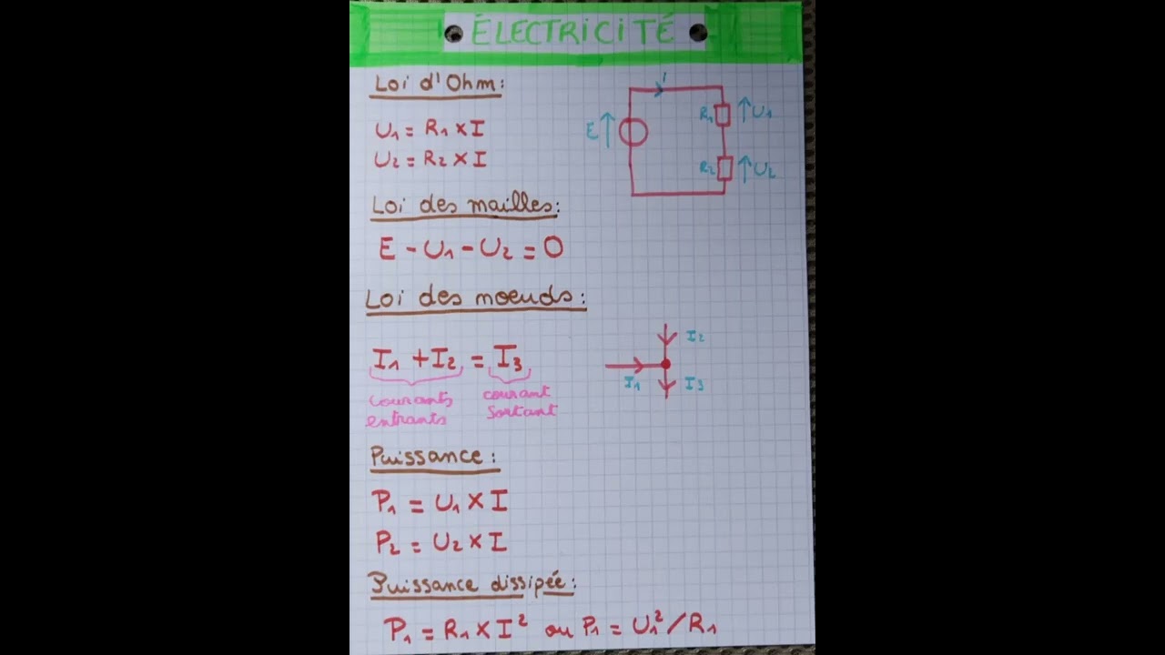 les formules de bases à connaître en électricité 👍 #fichederevision