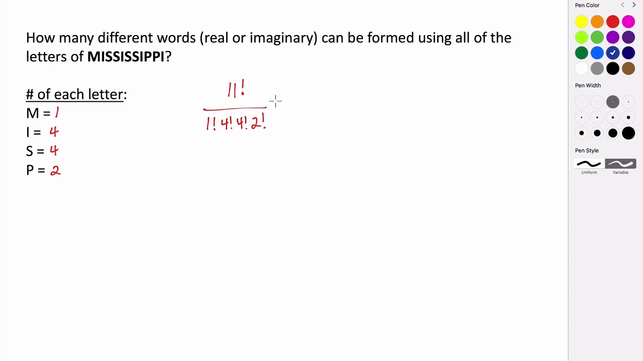 Permutation of Nondistinct Objects (Example 2)