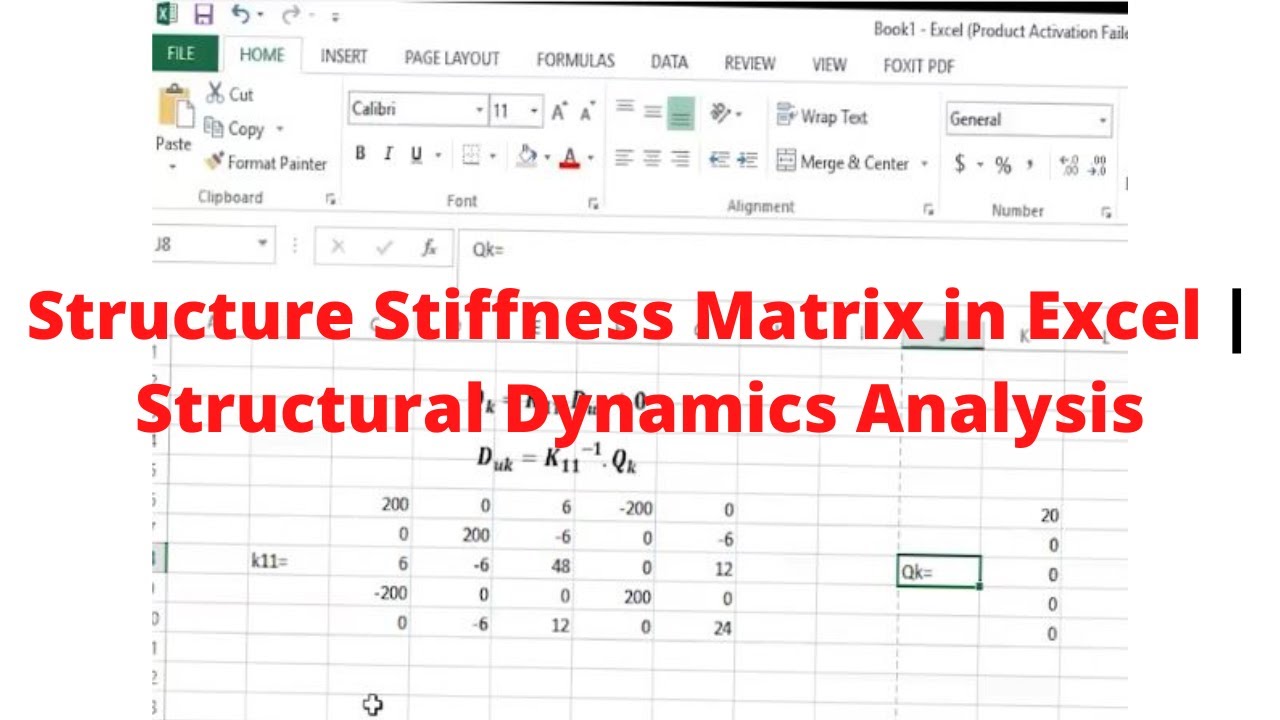 Structure Stiffness Matrix in Excel | Structural Dynamics Analysis