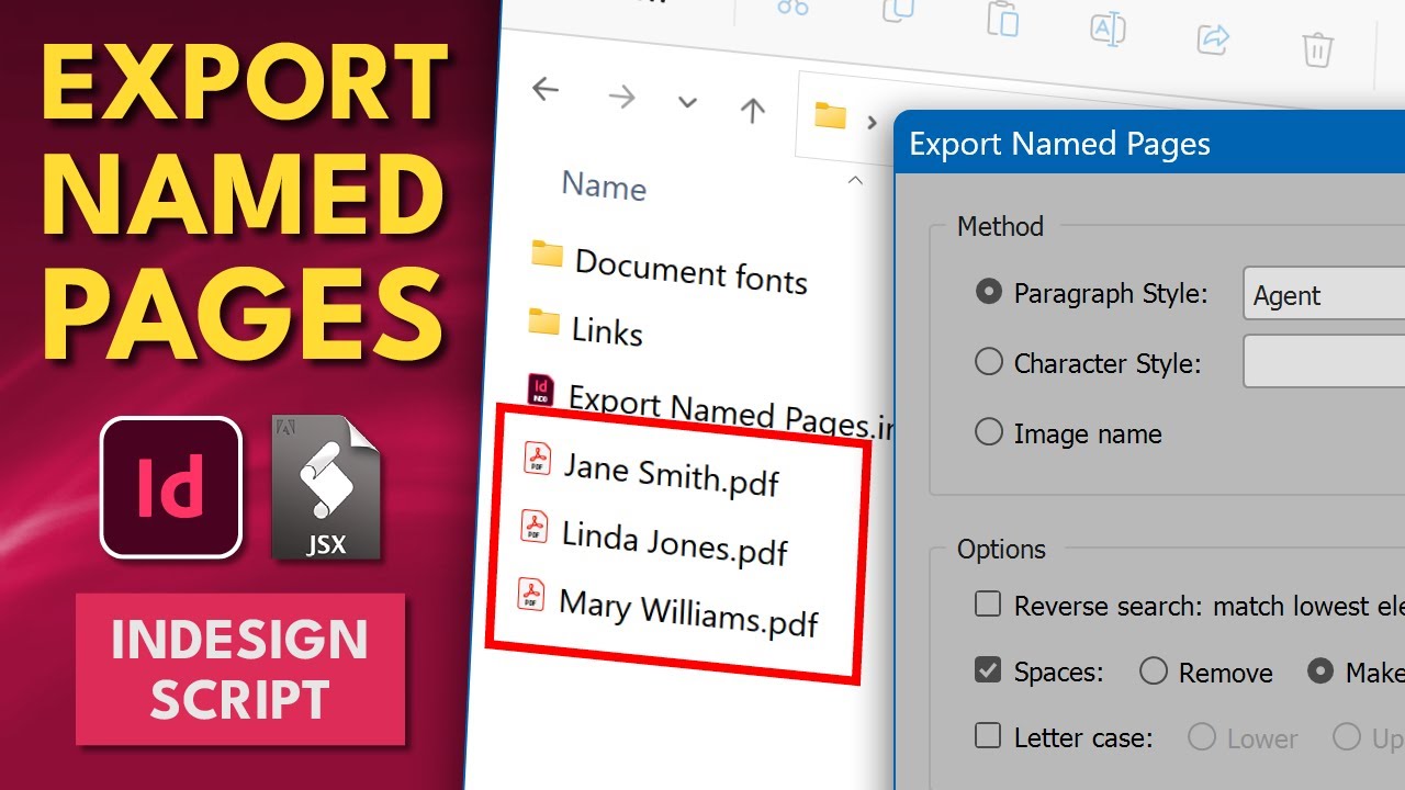 InDesign Script Export Named Pages
