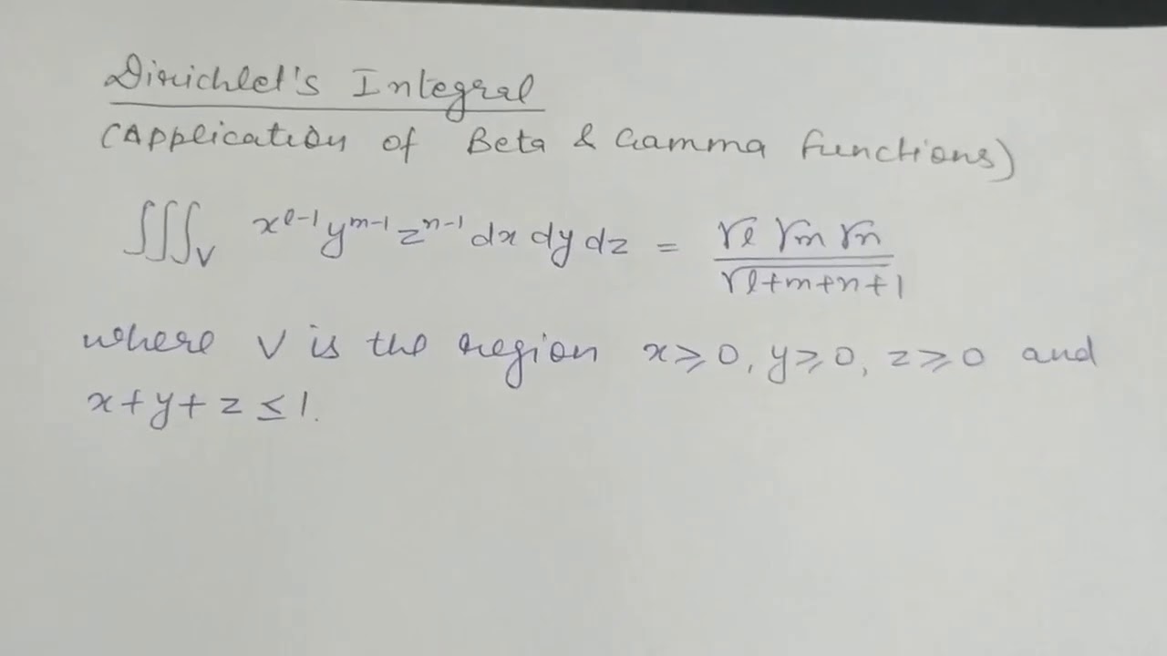 Lecture 4 : Beta & Gamma Functions : Dirichlet Integral