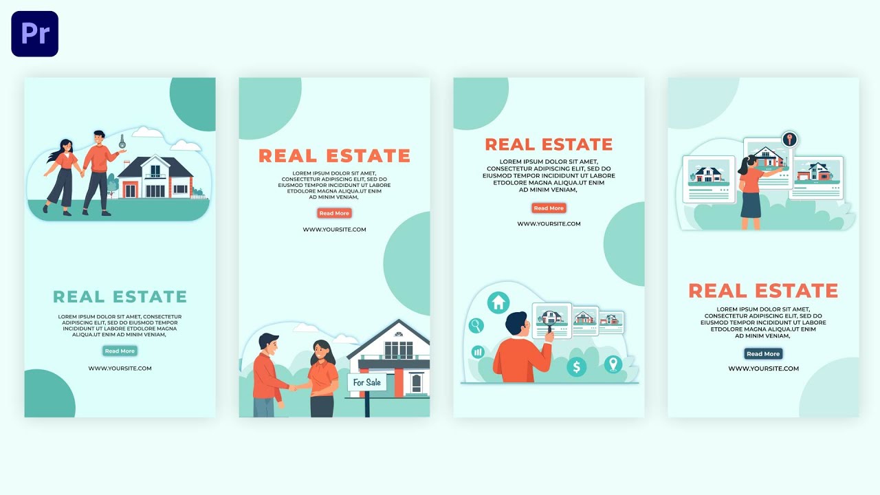 Real Estate Instagram Story Premiere Pro Templates | Animated Flat Characters