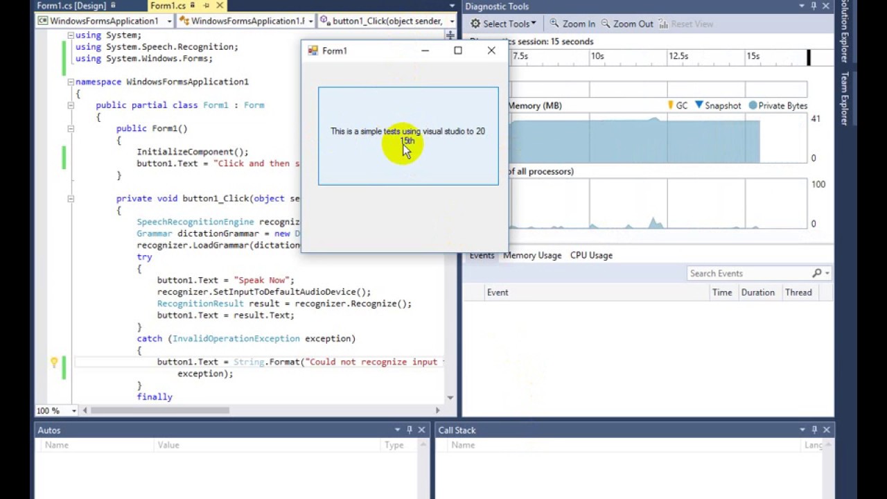 Simple demo of .NET speech recognition on Windows 10