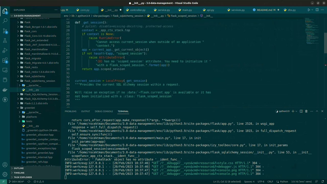 Greenlet Error in Gevent Python Flask