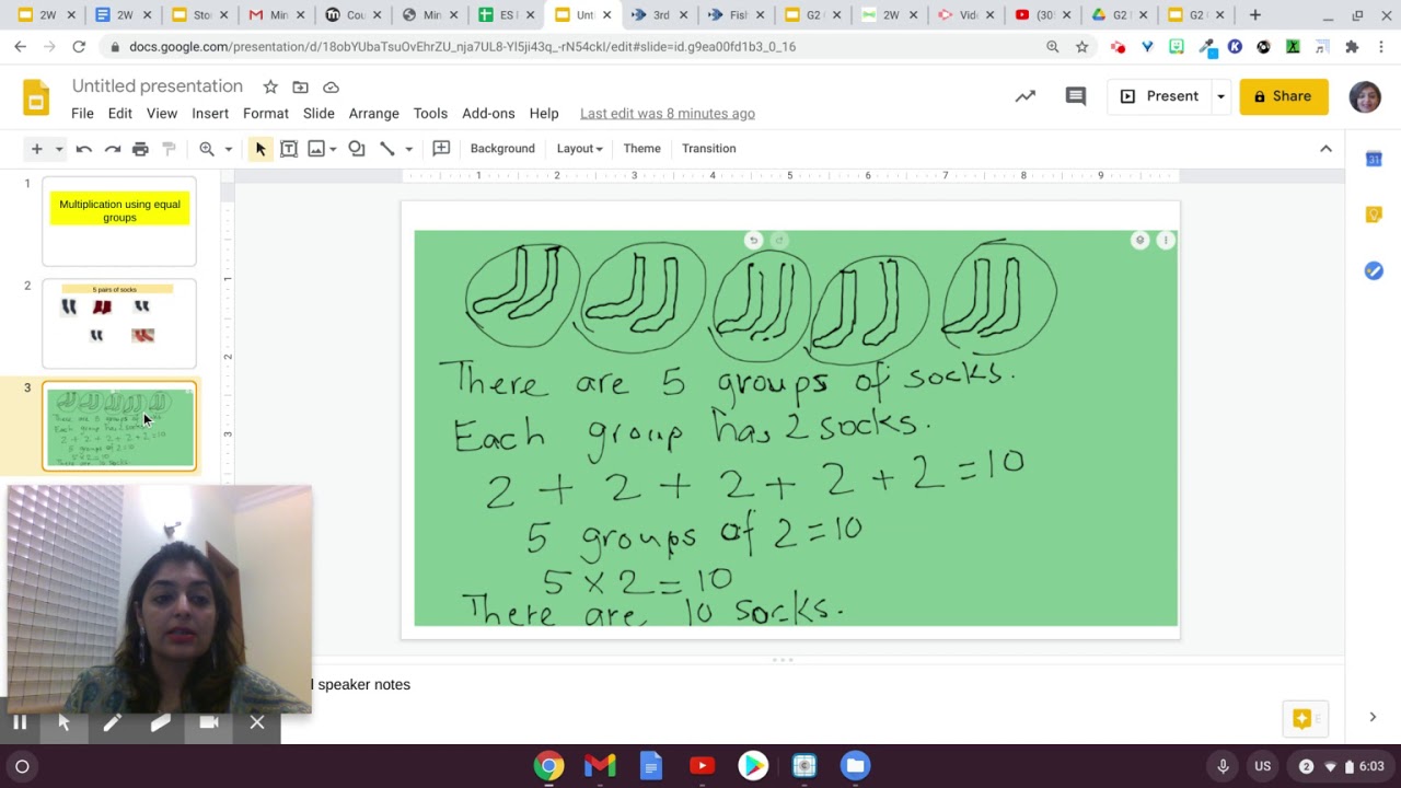 Write multiplication sentences using equal groups
