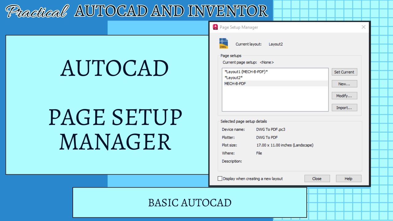 AutoCAD - The Page Setup Manager
