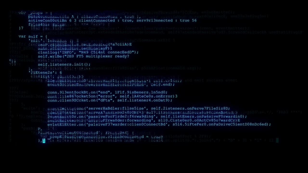 1H Long Relaxing Coding Screensaver Encrypted Programming Code Video VJ Loop no sound, no music