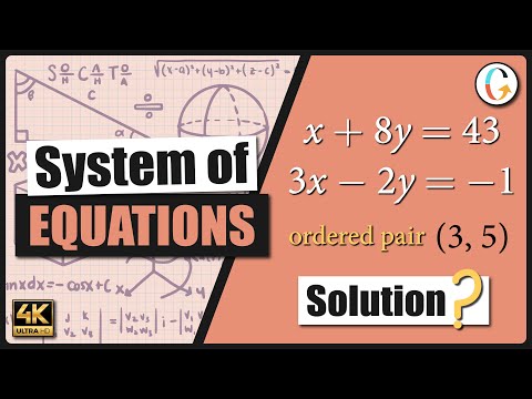 How to determine if the ordered pair (3, 5) is a solution of the system x + 8y = 43 and 3x − 2y = −1