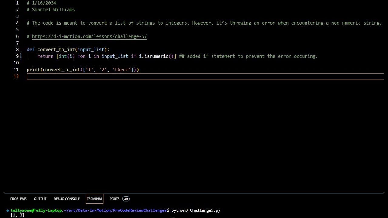 Python Code Review Challenge 5: Fix the Error