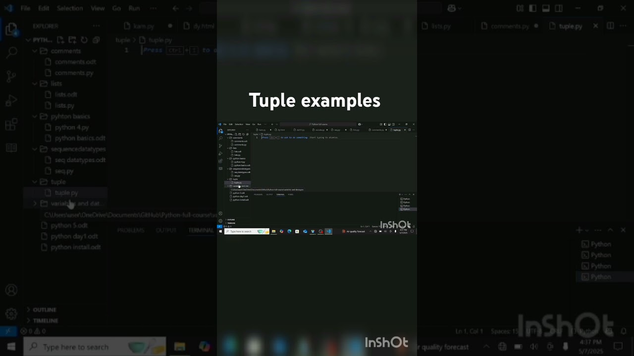 tuple examples #coding #pythontutorial #python #pythonprogramming #learnpython