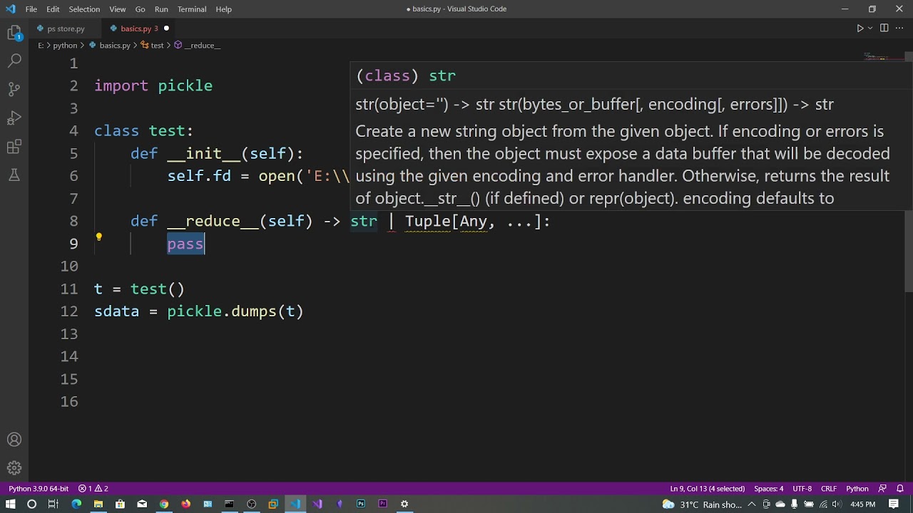 Code Execution using Python Pickle reduce method