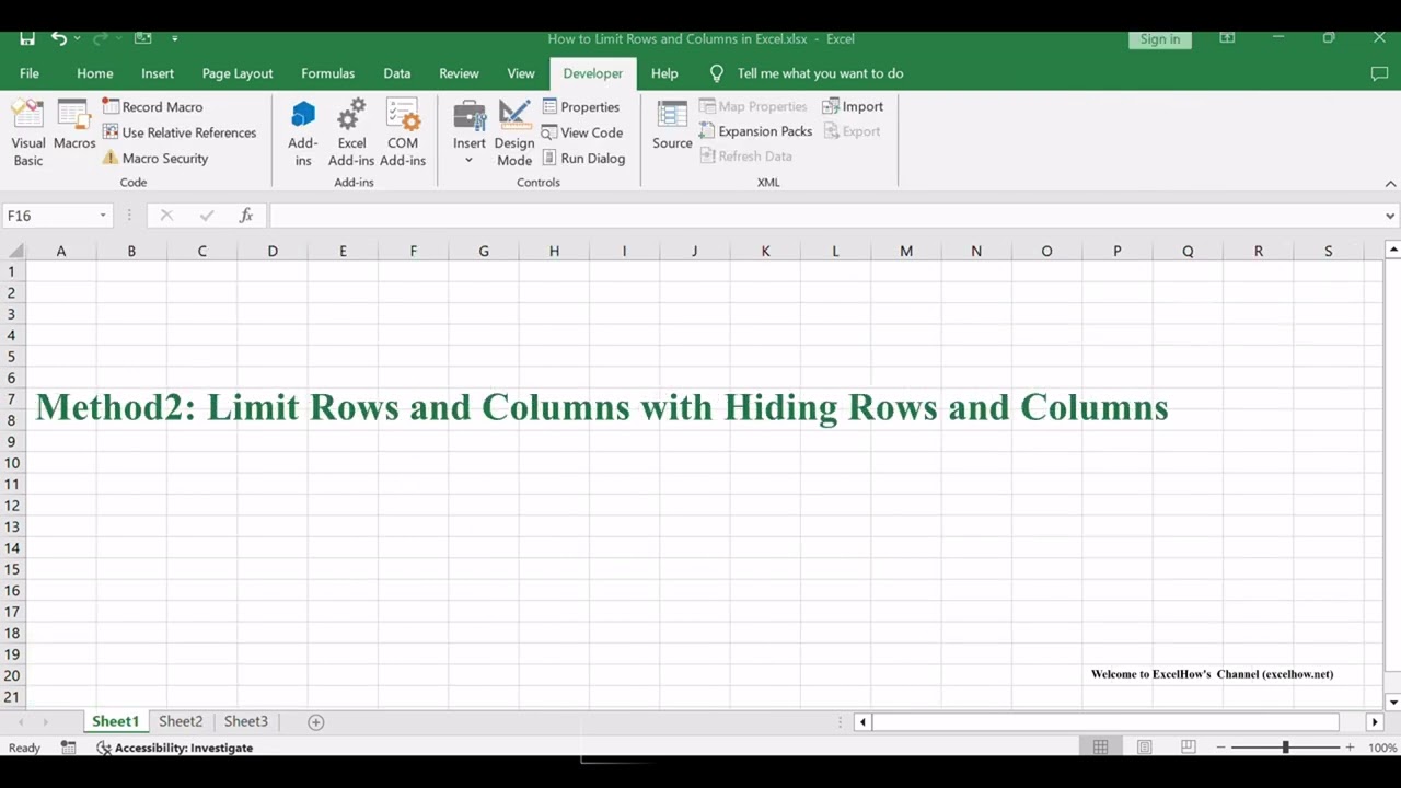 How to Limit Rows and Columns in Excel