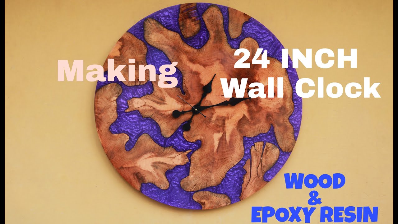 24 inch Wall Clock Making With Wood and Epoxy Resin