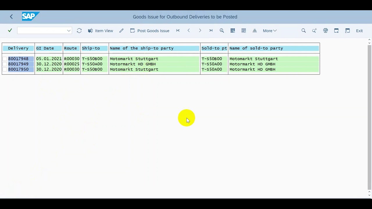 SCM600-Exercise 8.3 Collective Processing for Goods Issue (SAP SD Tutorial)