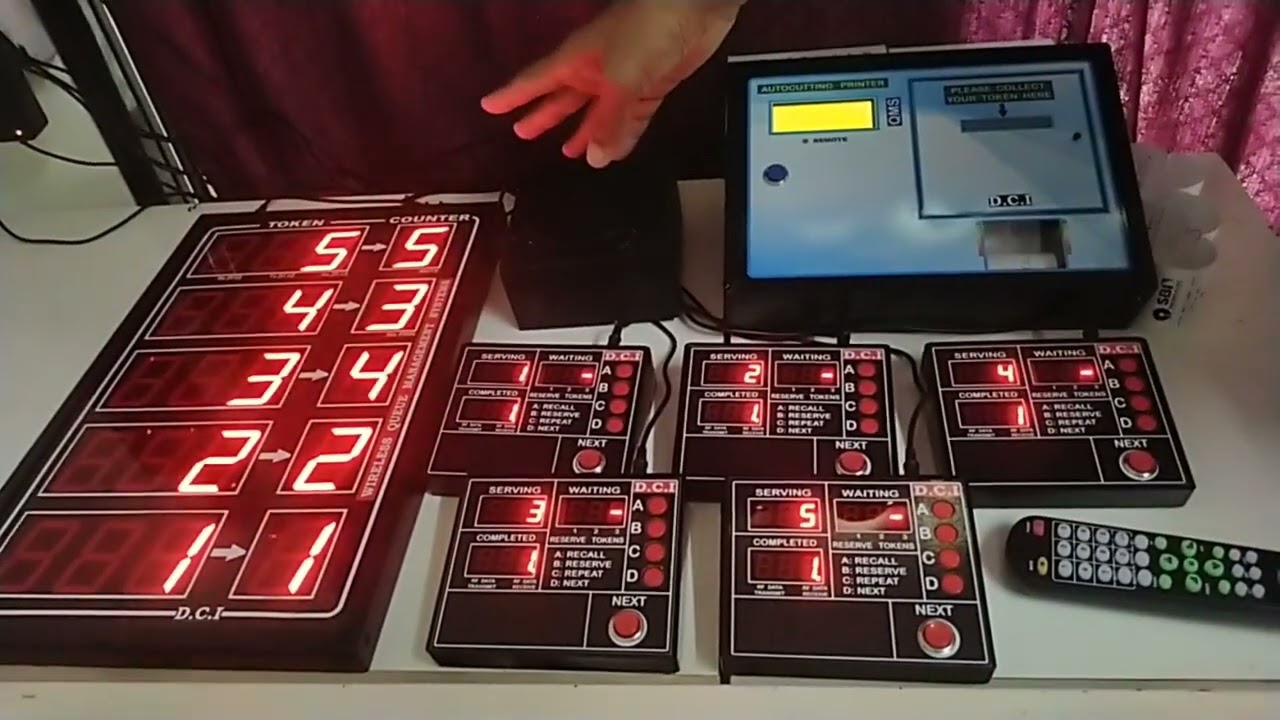 Queue management system (wireless token system for 5 counters)