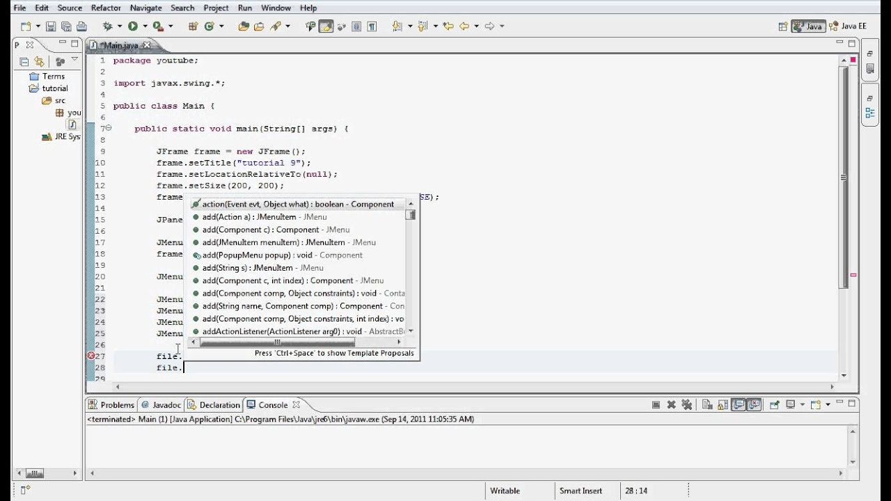 Java GUI Programming - Tutorial 10 (Menu Items) HD
