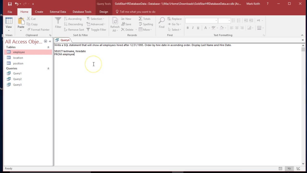 Learn SQL: Query 4: Working with DATES