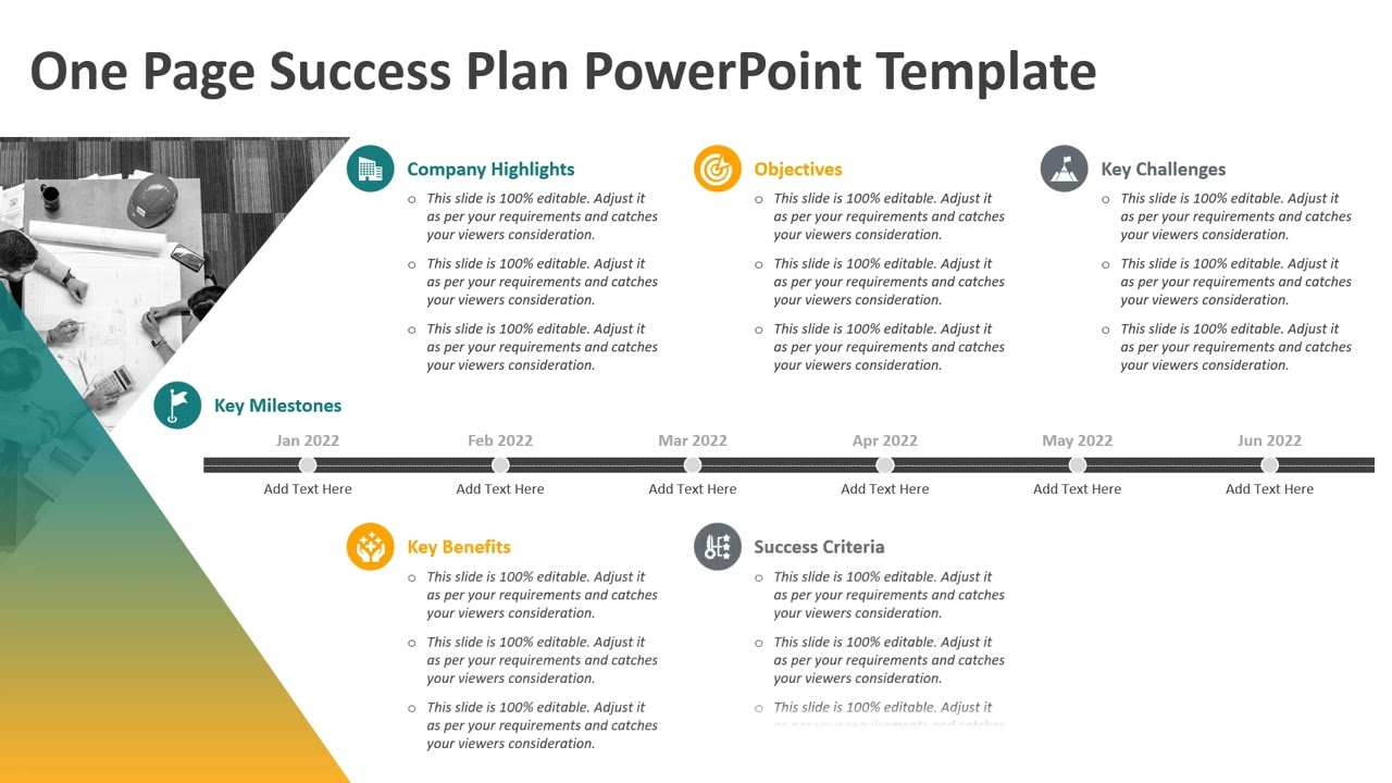 One Page Success Plan PowerPoint Template | Kridha Graphics