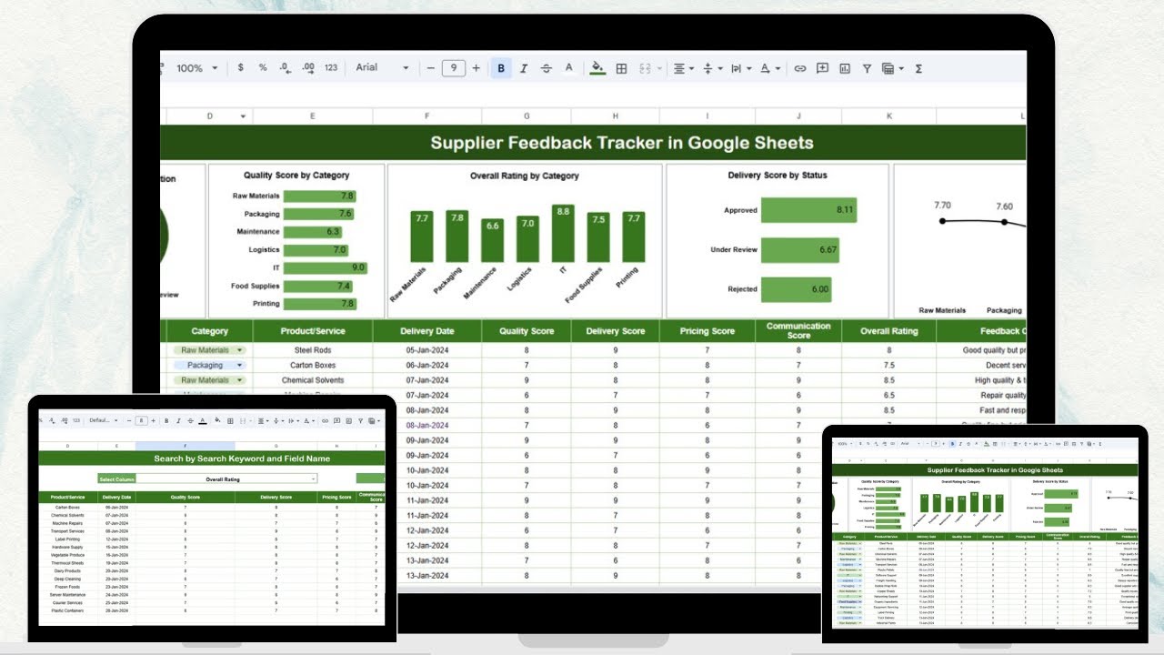 Supplier Feedback Tracker in Google Sheets