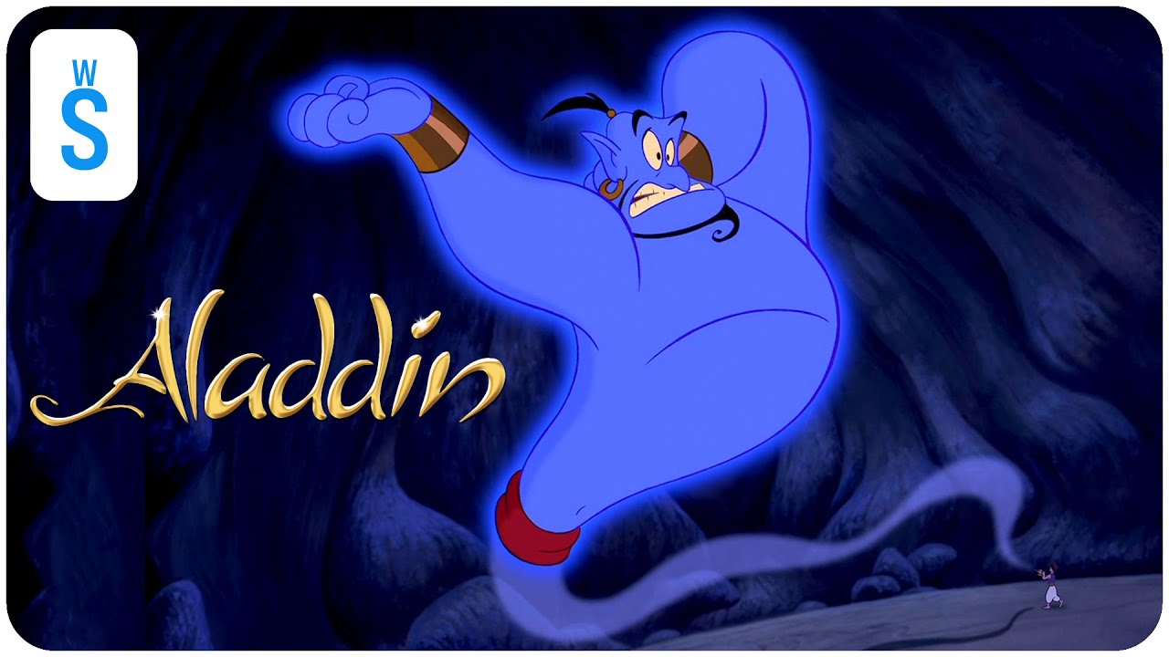 Aladdin (1992) | Scene: Aladdin rubs the lamp, from which the Genie emerges