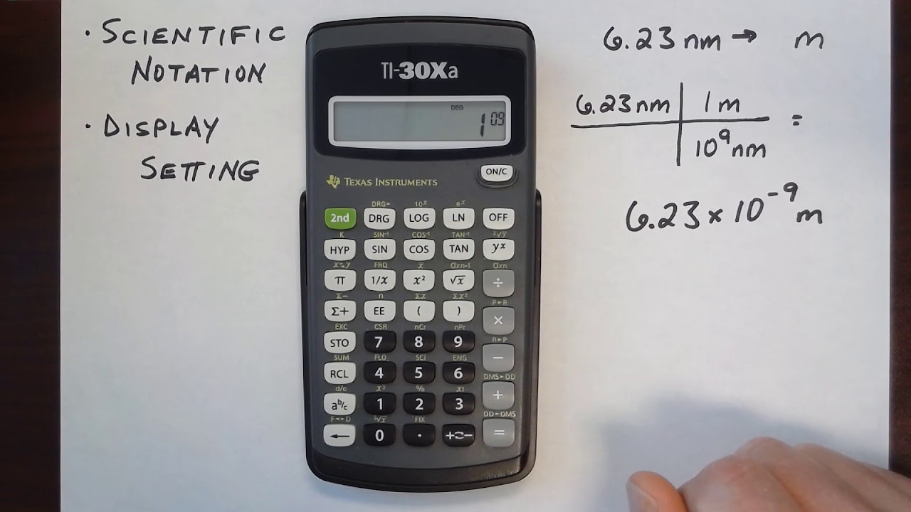 TI 30Xa scientific notation