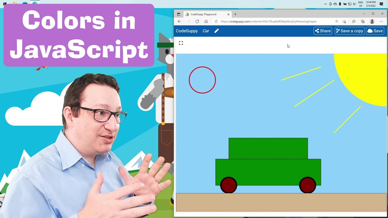 JavaScript tutorial 3/24: Named colors | Draw with code project | Coding for beginners